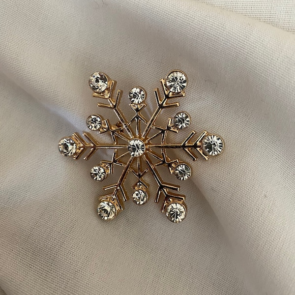 Snowflake Rhinestone Brooch - Etsy