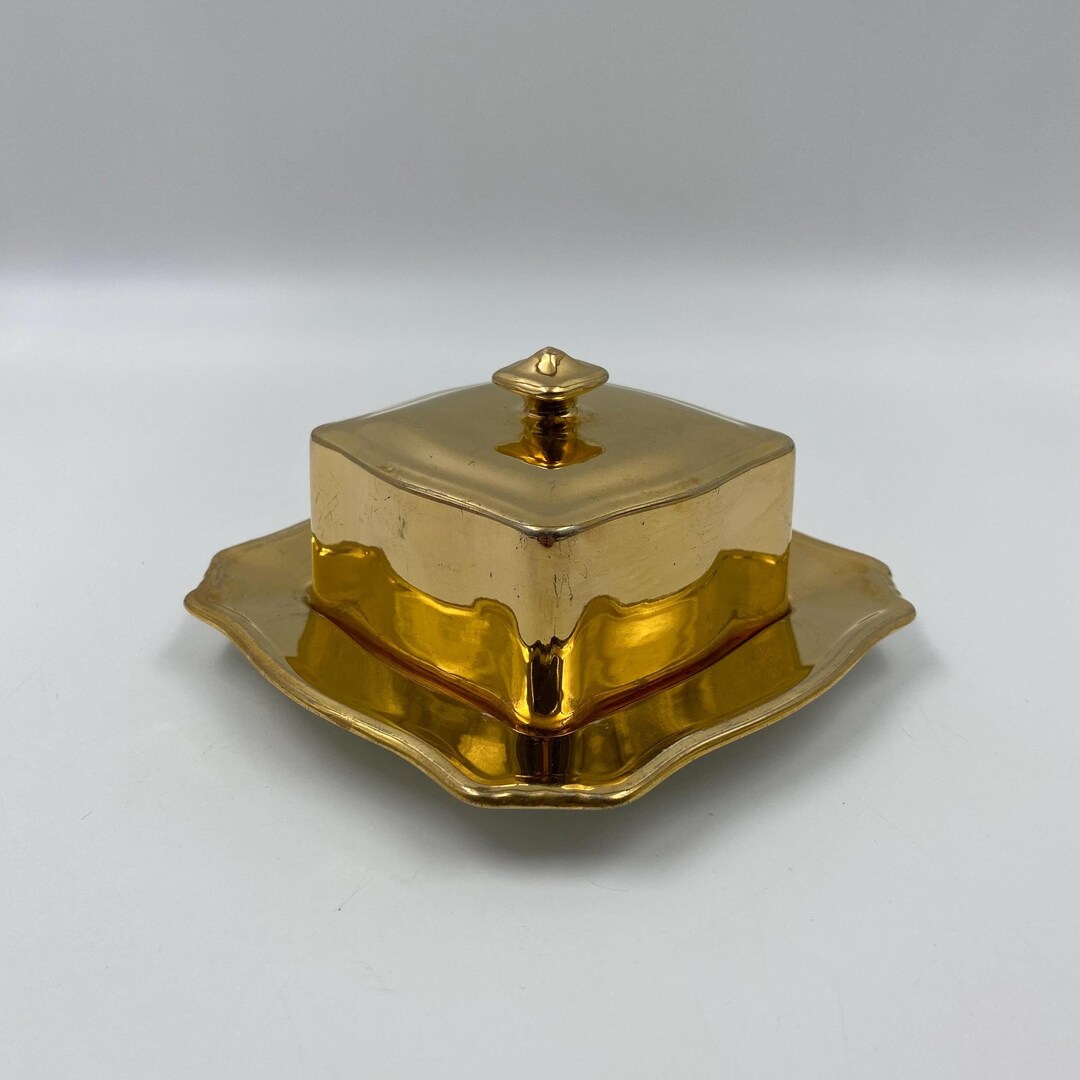 Royal Winton Grimwades Golden Age Square Butter Dish Vintage Elegant ...