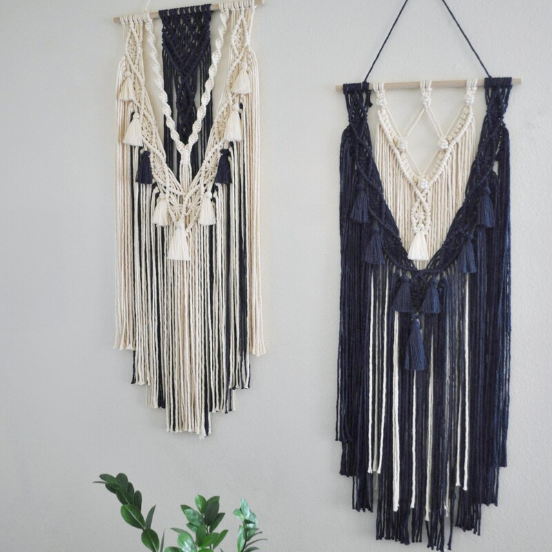 Blue Macrame Wall Hanging - Etsy