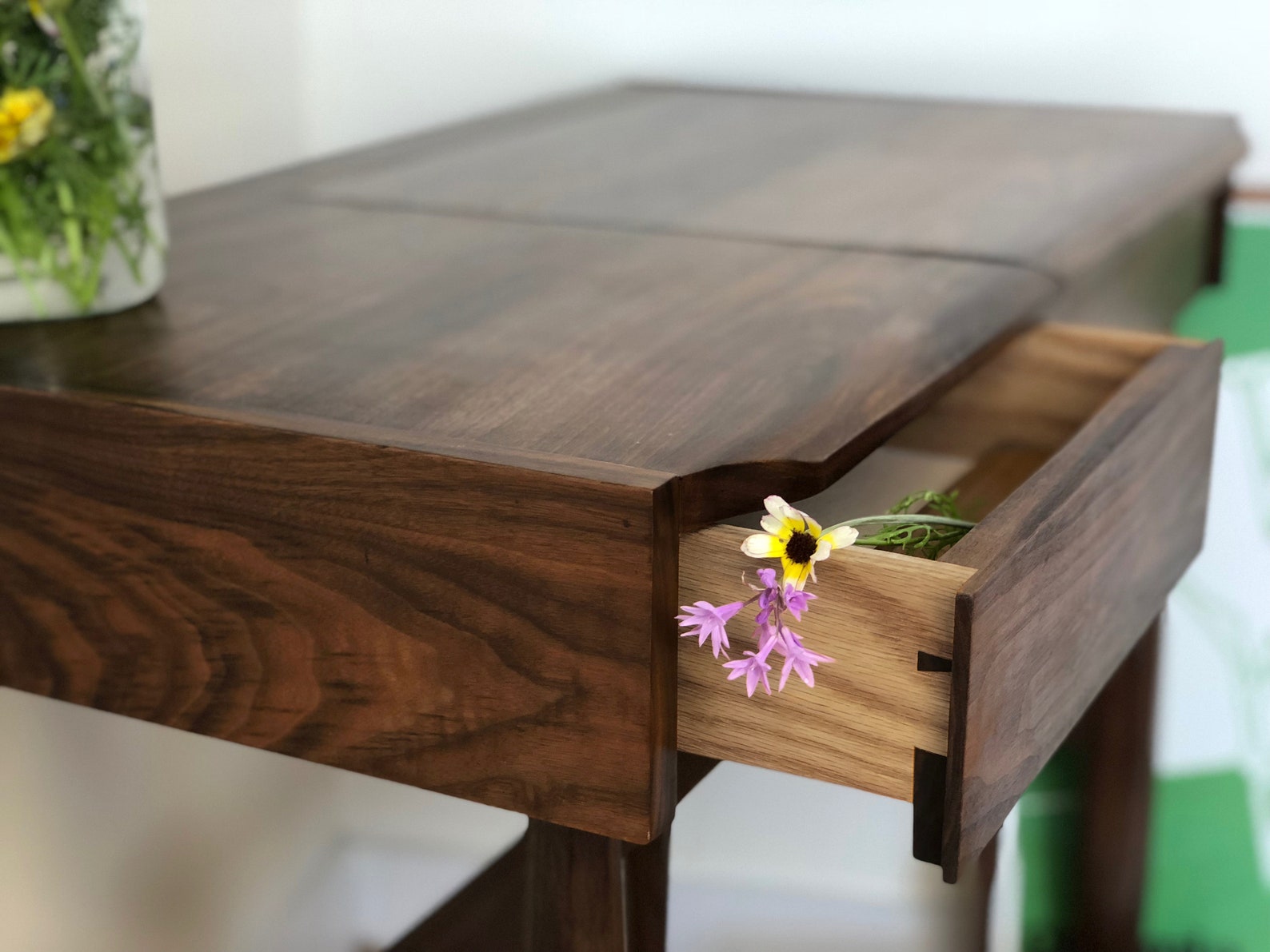 Vainty Desk With Mirror and Drawer, Modern, Minimal, MCM Style. 'walnut ...