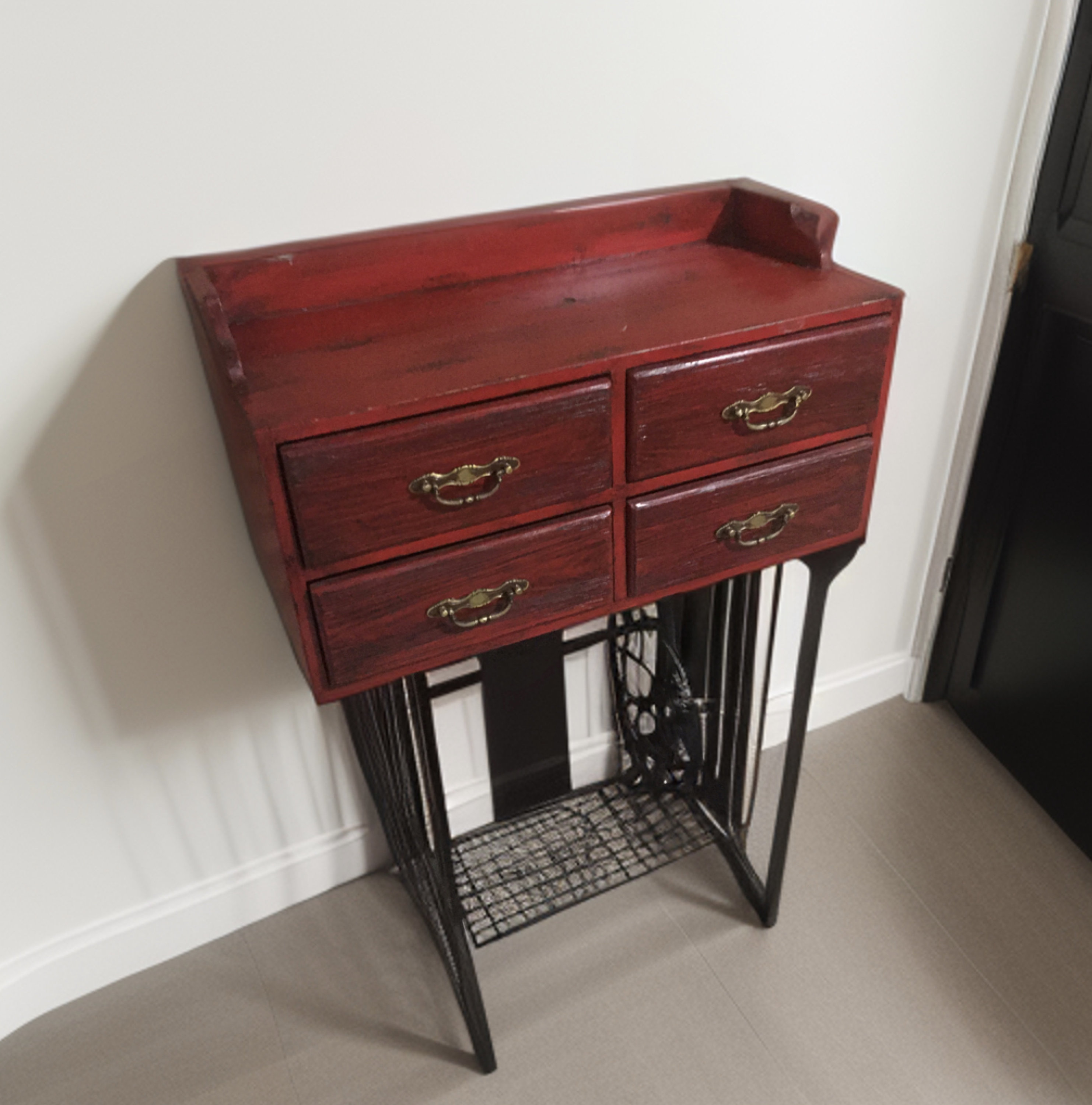 Reclaimed Teak Wood Cast Iron Sewing Machine Base Table With - Etsy