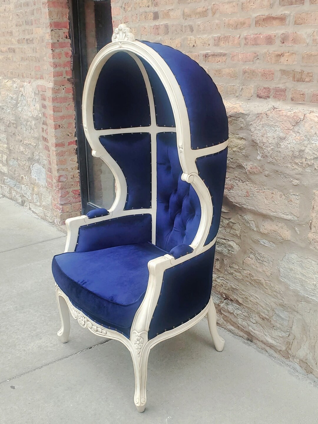 Blue Velvet Balloon Chair: French Louis XV Style Throne - Etsy