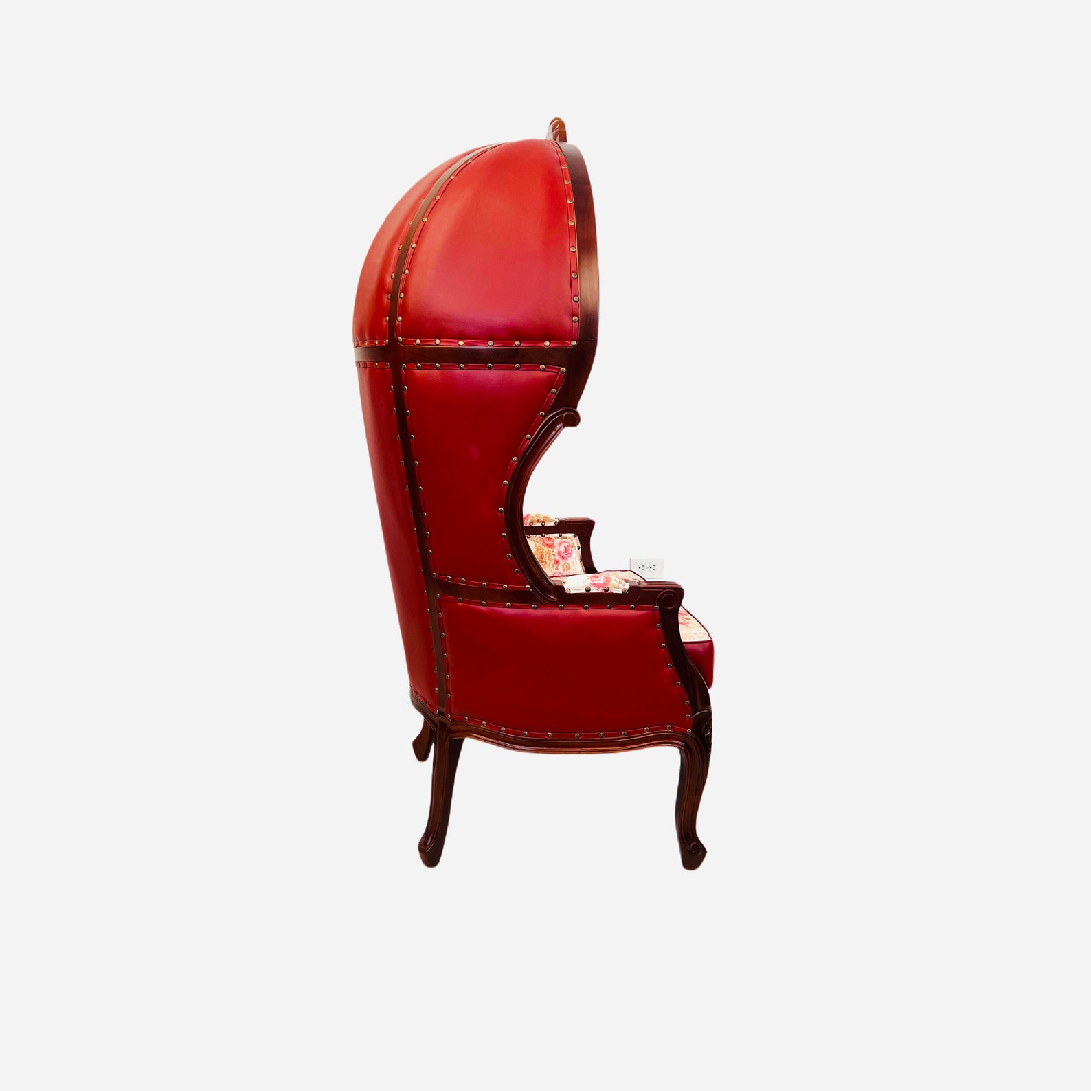 Handmade Leather Balloon Porter Dome Canopy Chair: Louis XV Style, Red ...