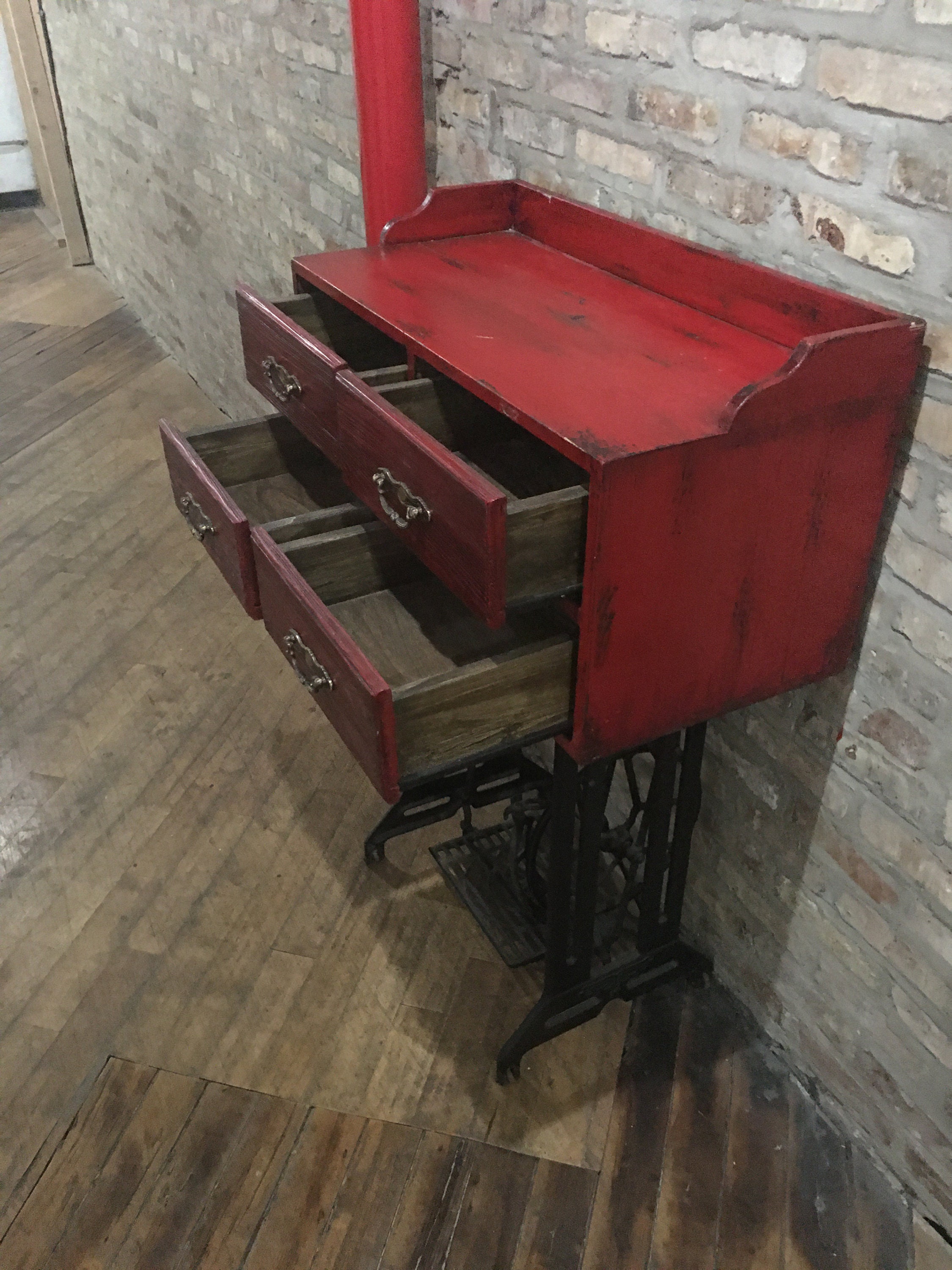 Reclaimed Teak Wood Cast Iron Sewing Machine Base Table With - Etsy