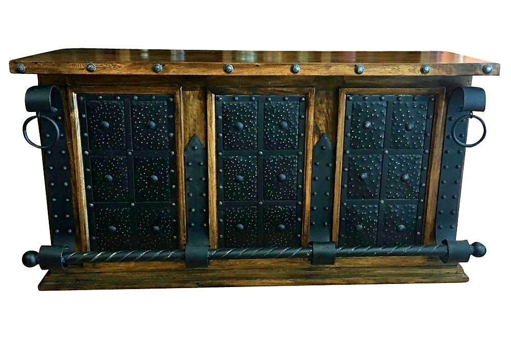 Old West Rustic Mesquite Wood Metal Bar - Etsy