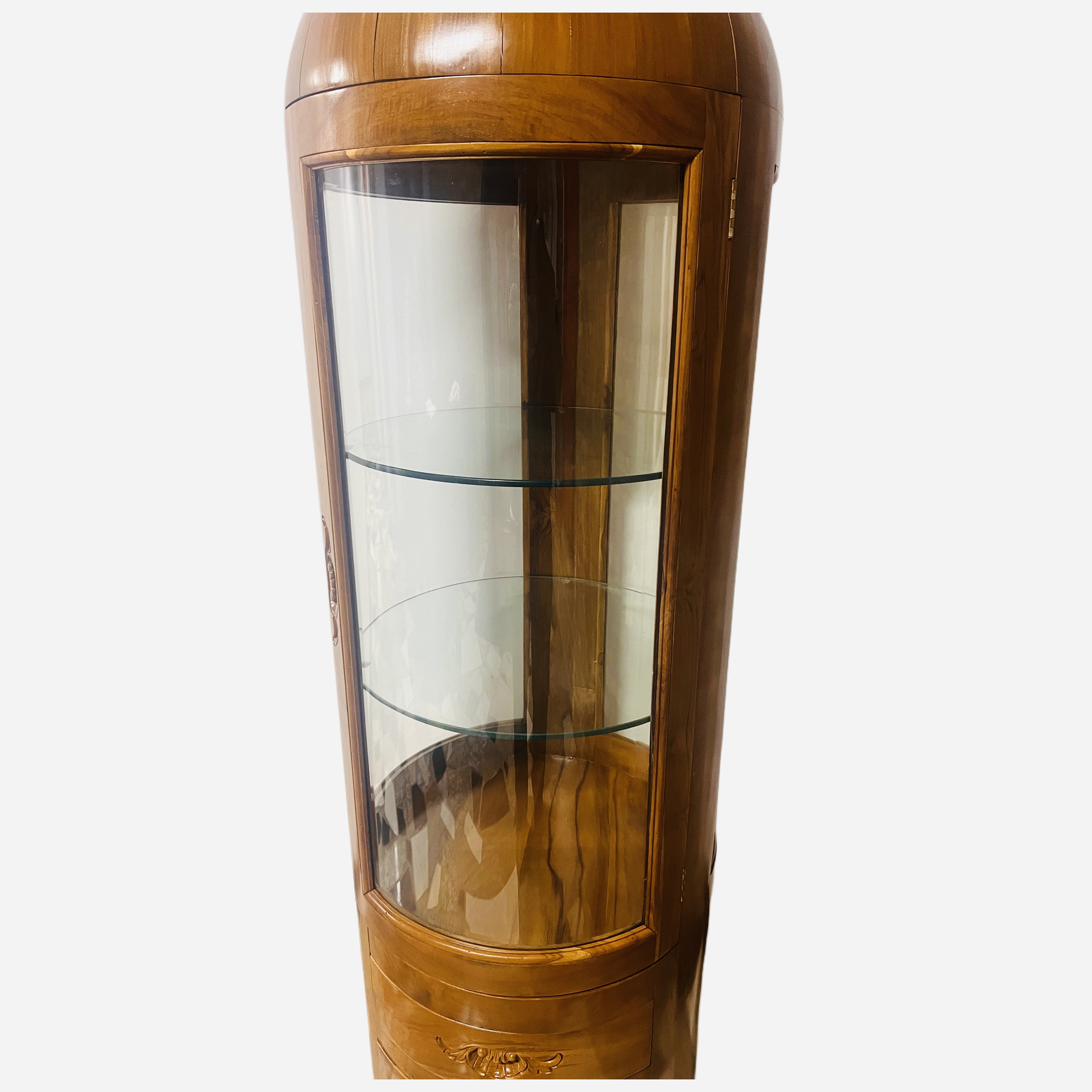 Teak Bottle-shaped Display Cabinet Featuring Glass Displays and Wooden ...