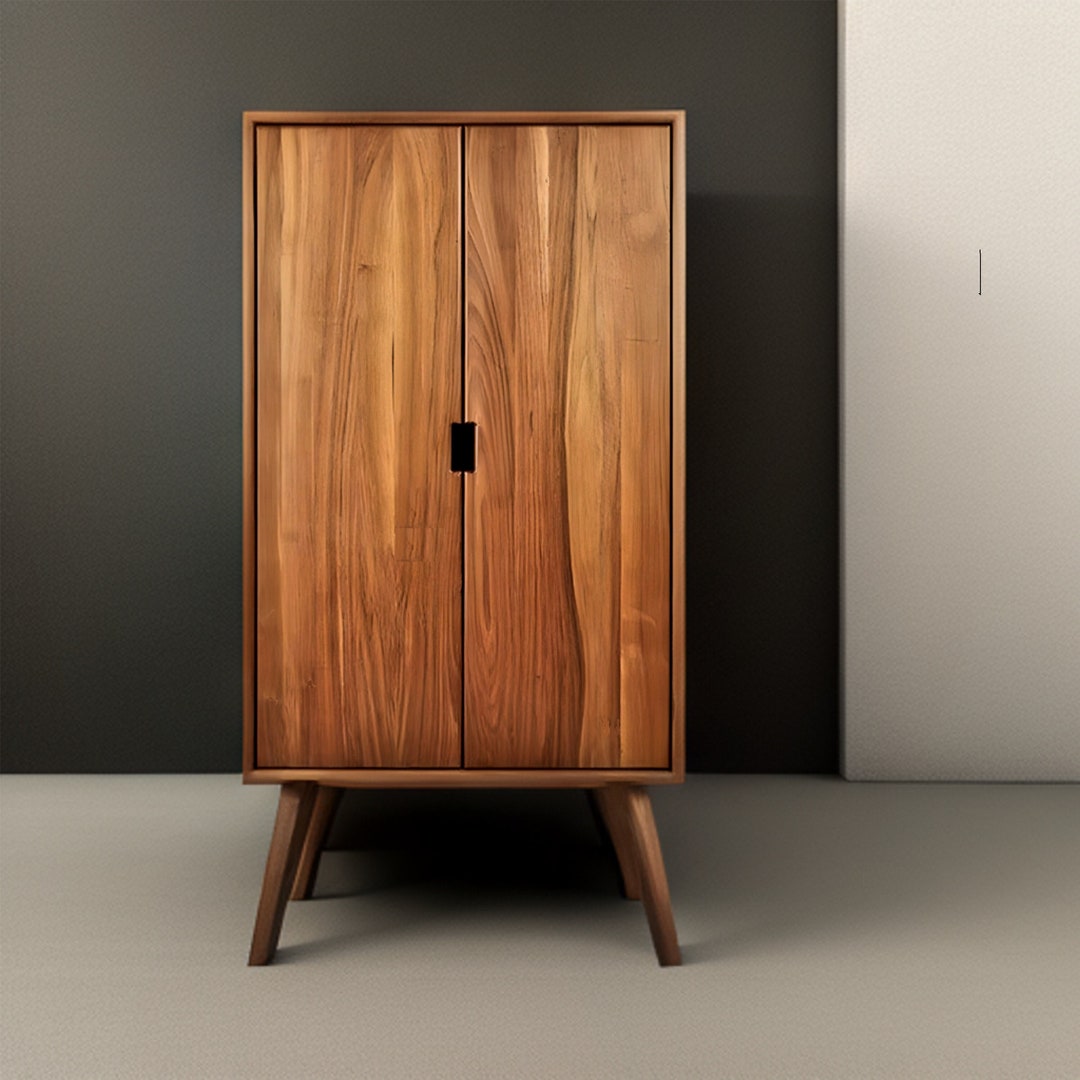 Elegant Teak Mid-century Modern Armoire Available in Walnut or Natural ...