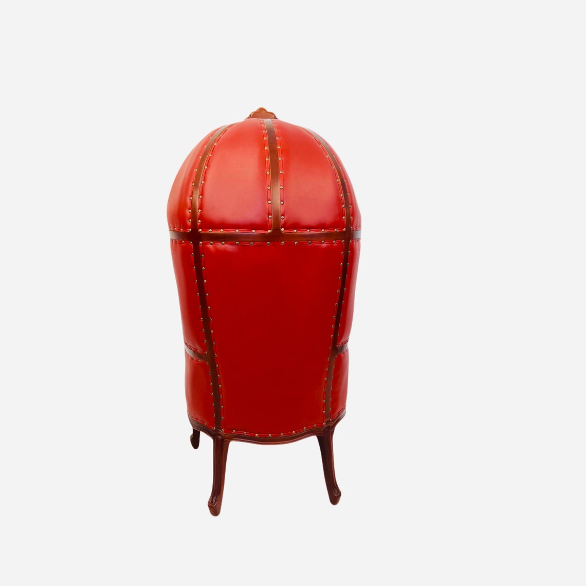 Handmade Leather Balloon Porter Dome Canopy Chair: Louis XV Style, Red ...