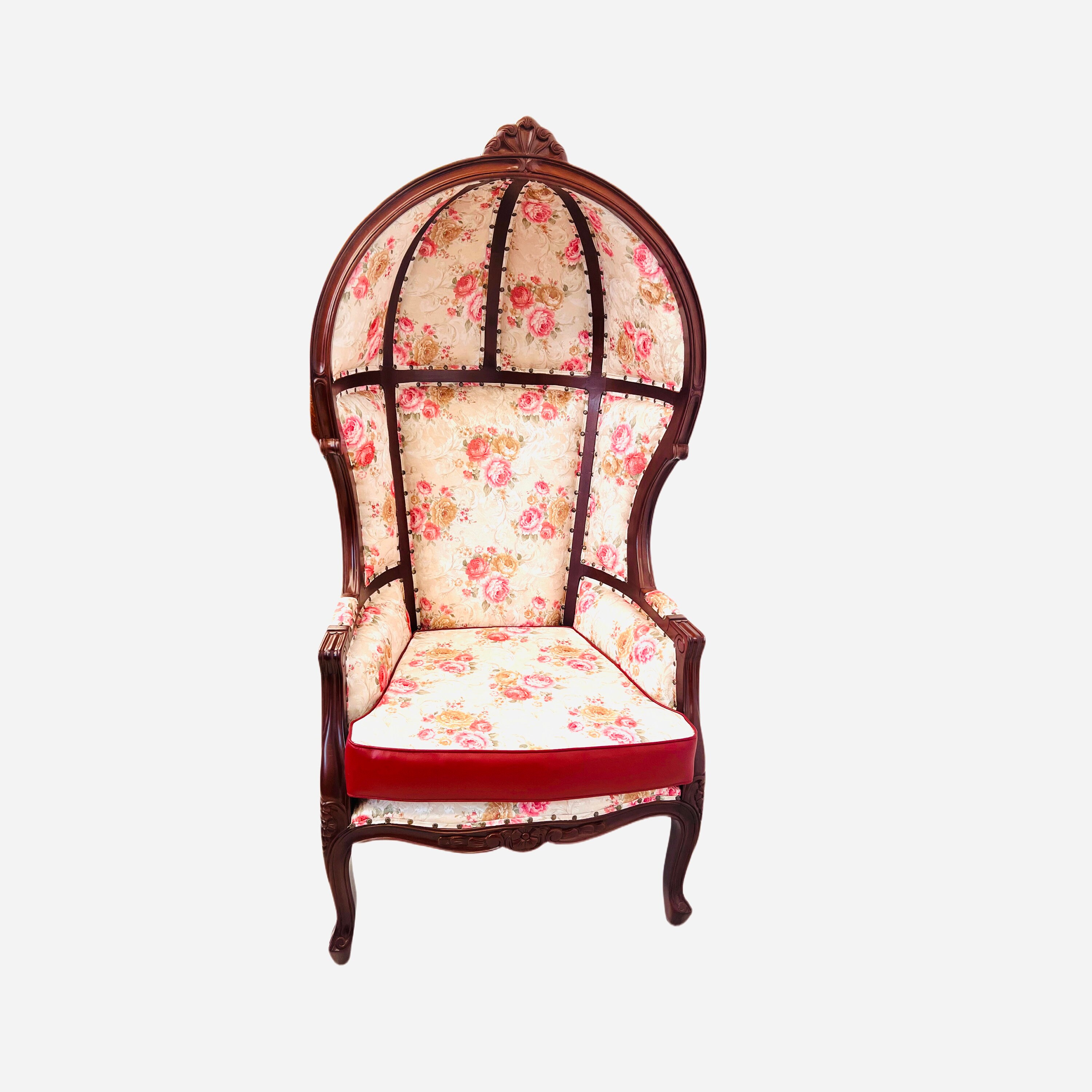Handmade Leather Balloon Porter Dome Canopy Chair: Louis XV Style, Red ...
