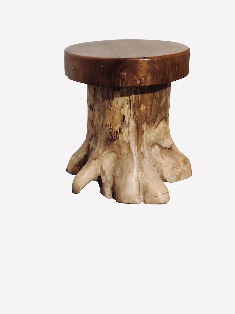 Teakwood Tree Trunk Stool - Etsy