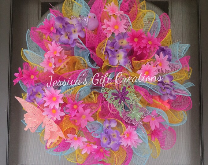 Made to Order Summer Mesh Wreath/front Door Wreath/spring Door - Etsy
