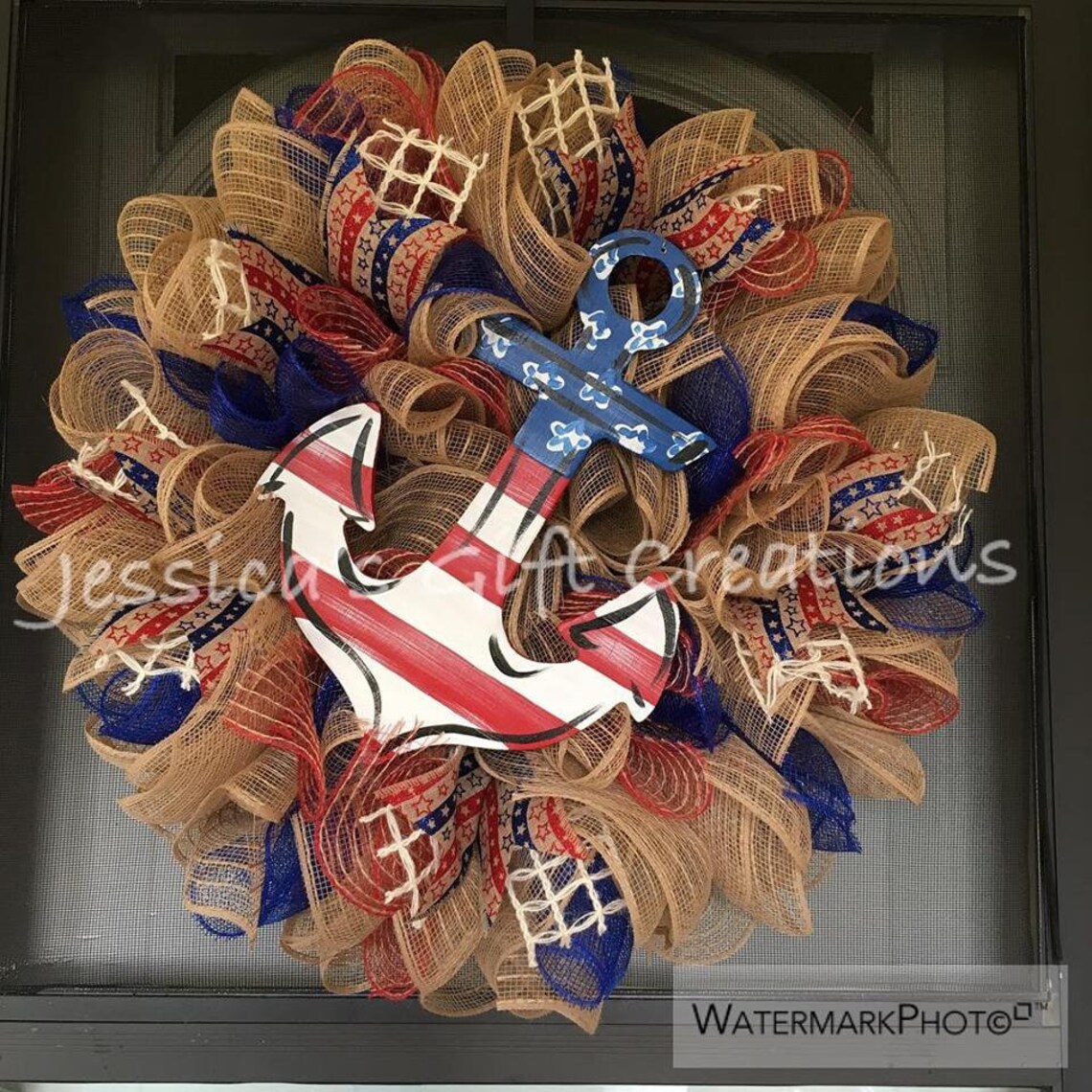 Made to Order Anchor Mesh Wreath/patriotic Decor/front Door | Etsy