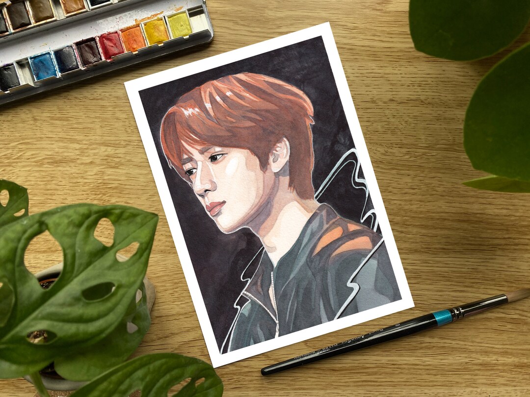 Choi Beomgyu Red Hair A5 Watercolour Print | 투모로우바이투게더 범규 Fanart - Etsy UK