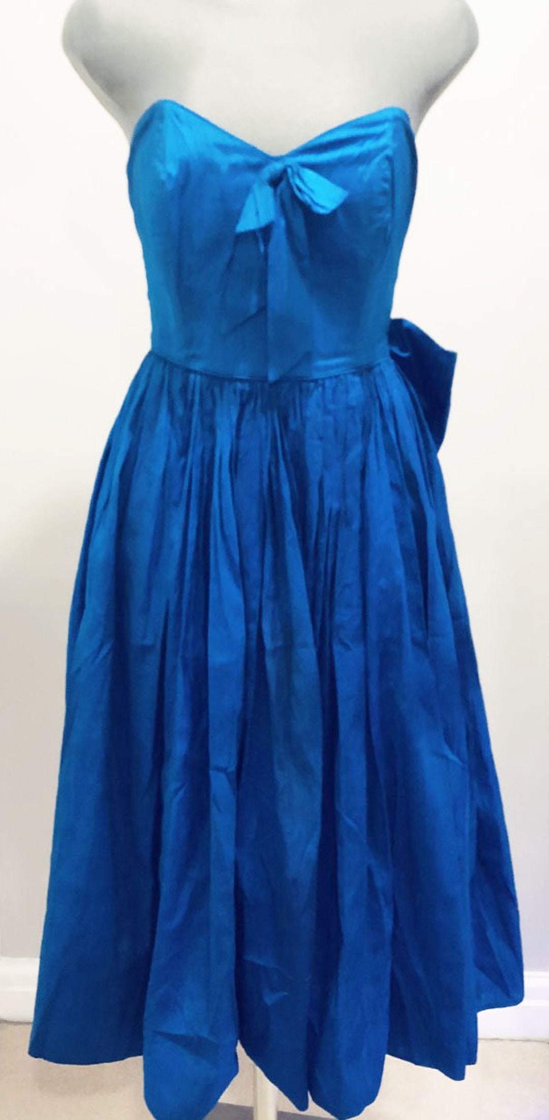 Vintage 80s Does 50s Anneliese Sharp Design Strapless Prom Party Blue ...