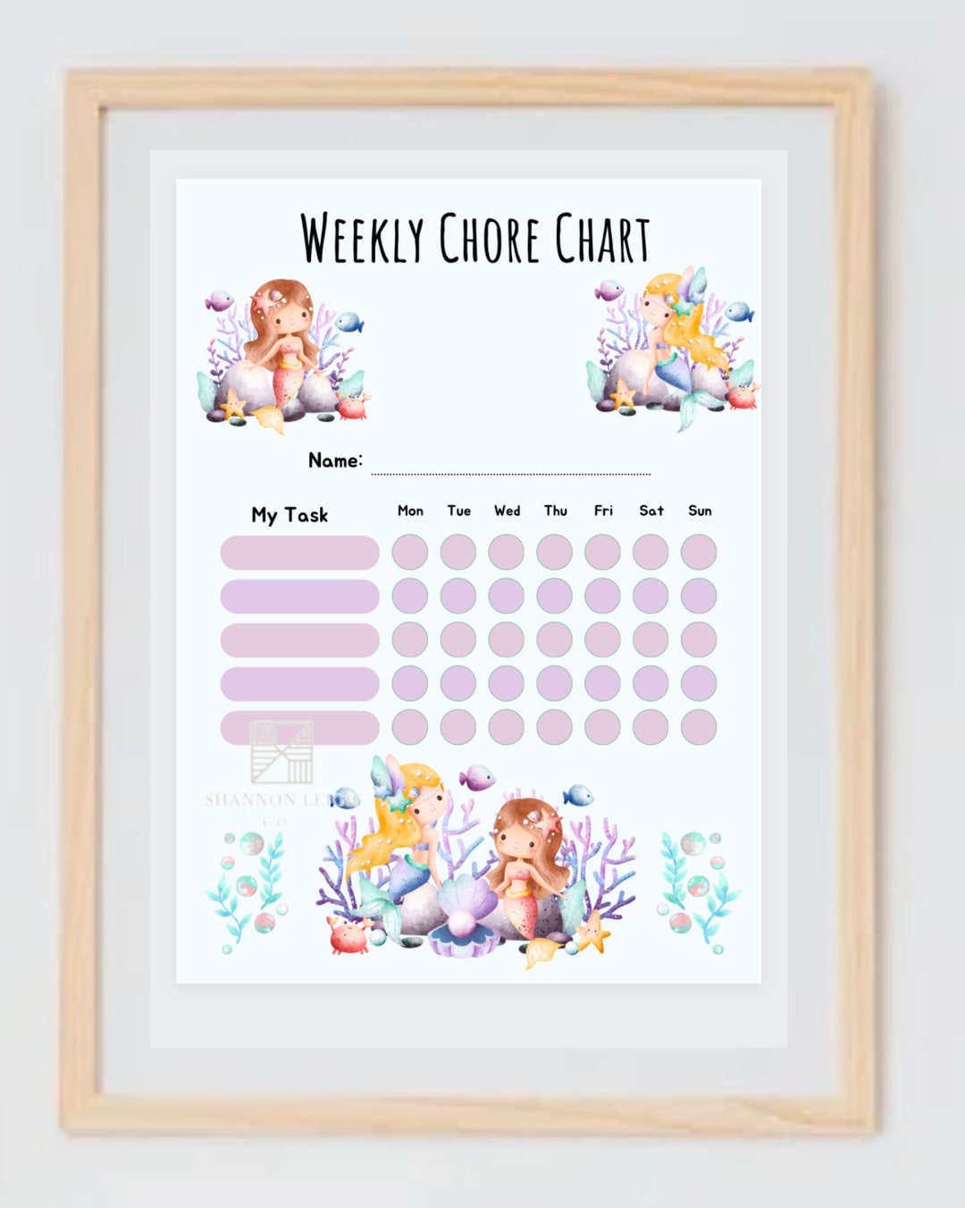 Mermaid Chore Chart, Mermaid Chart Print, Kids Chore Printable, Kids ...