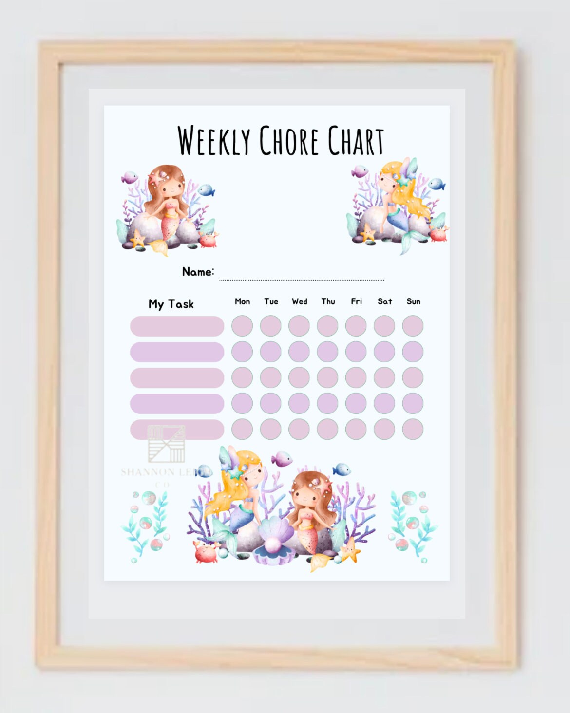 Mermaid Chore Chart, Mermaid Chart Print, Kids Chore Printable, Kids ...