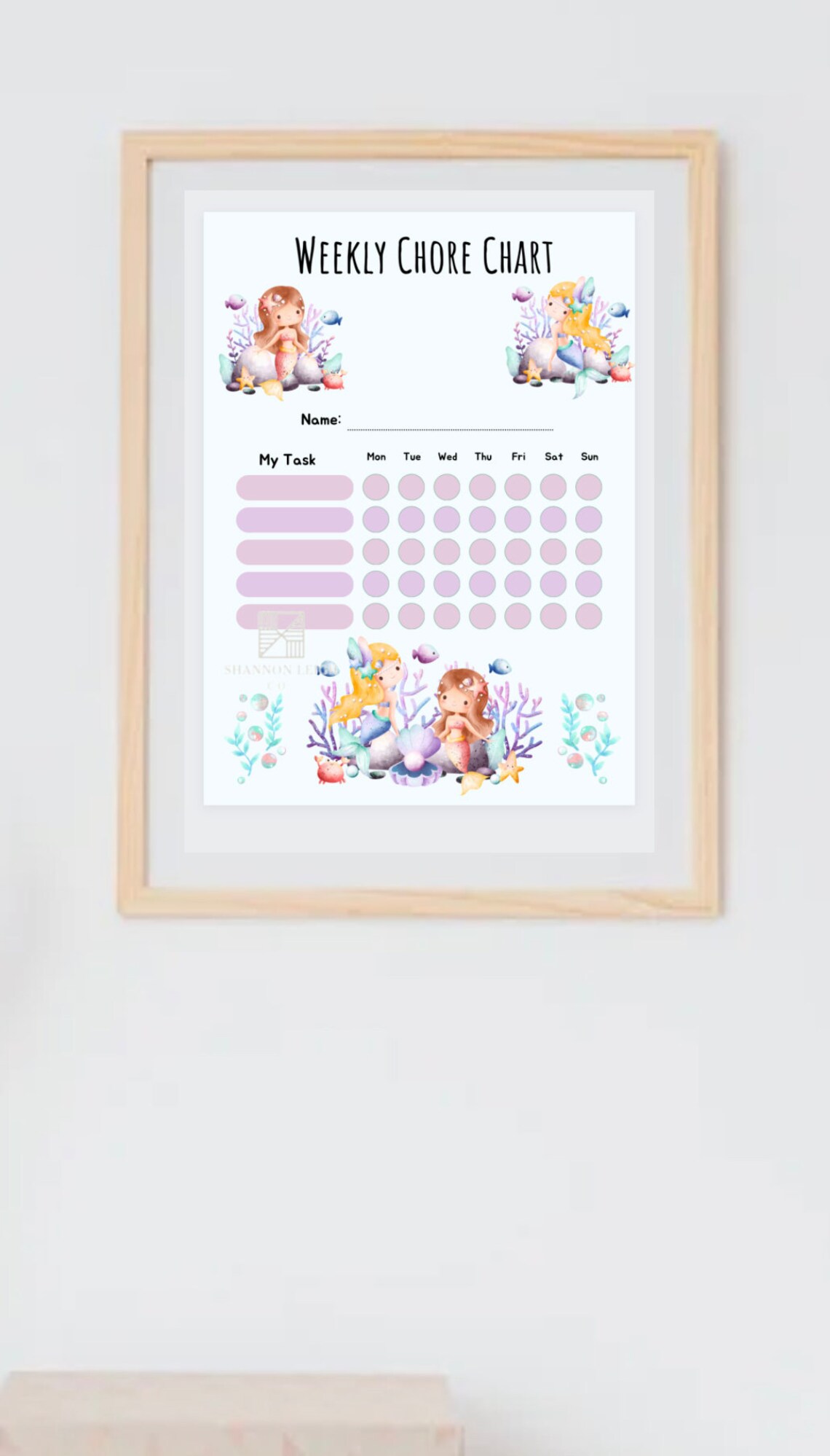 Mermaid Chore Chart, Mermaid Chart Print, Kids Chore Printable, Kids ...
