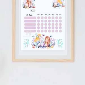 Mermaid Chore Chart, Mermaid Chart Print, Kids Chore Printable, Kids ...
