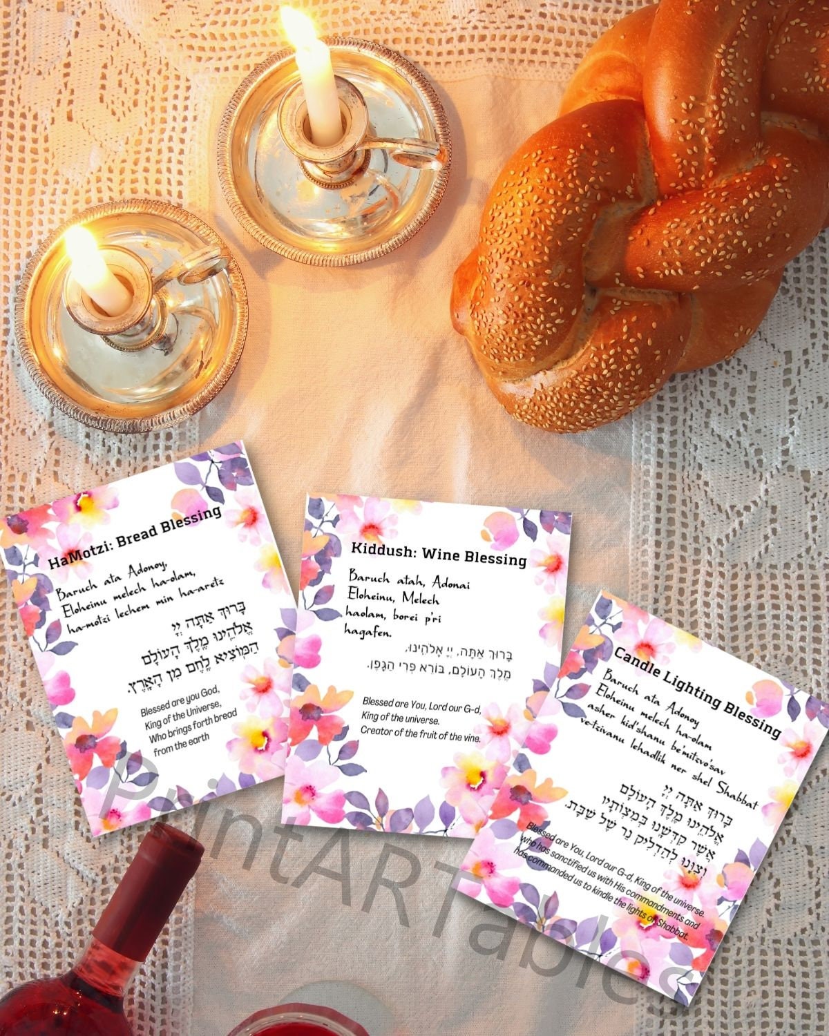 Jewish Shabbat Blessings and Prayers Flashcards. Hebrew Blessings ...