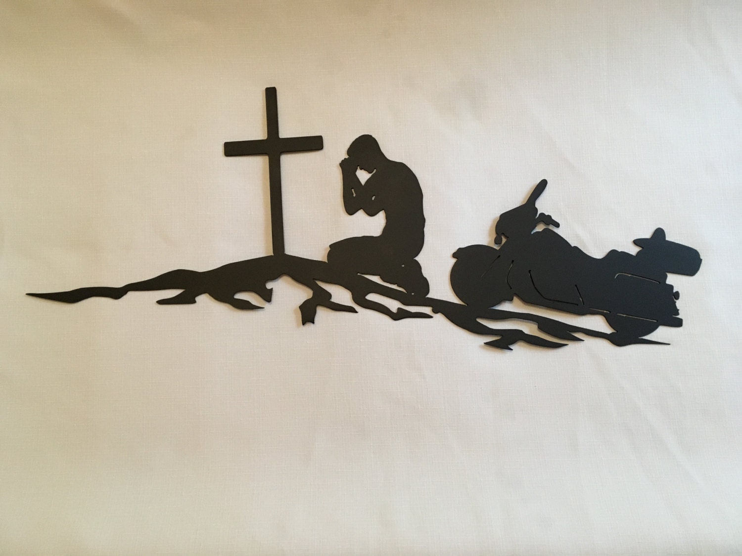 Motorcycle Rider Praying Metal Sign biker Praying, Harley, Rider, Cross ...