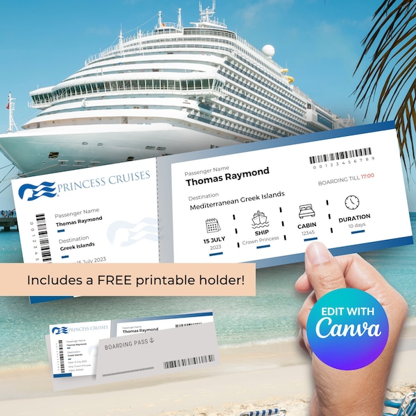 Princess Cruise Ticket Template - Etsy