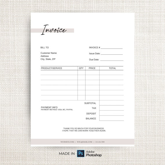 Invoice Template Photography marketing Photographer | Etsy