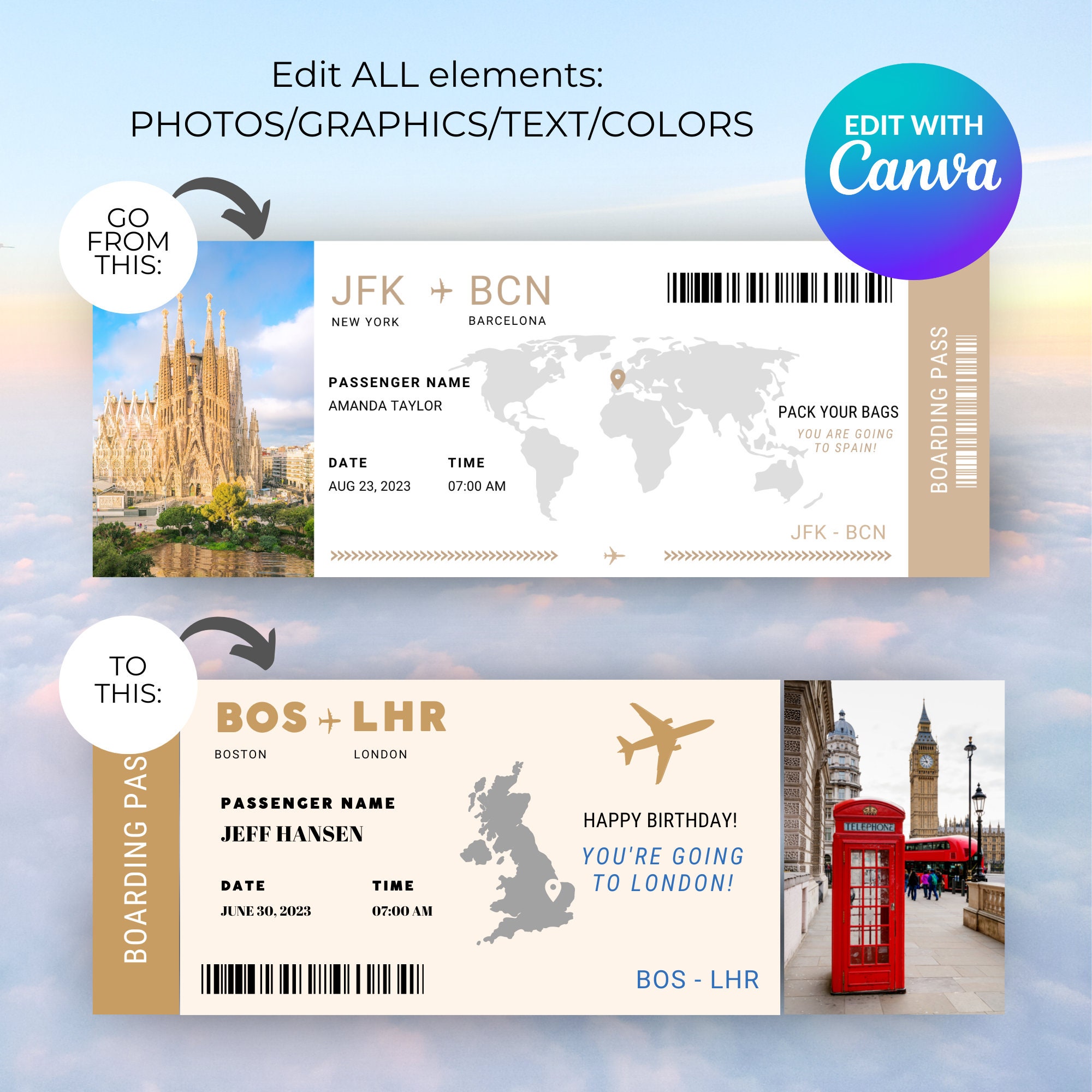 Boarding Pass, Plane Ticket, Airplane Ticket, Surprise Trip, Airplane ...