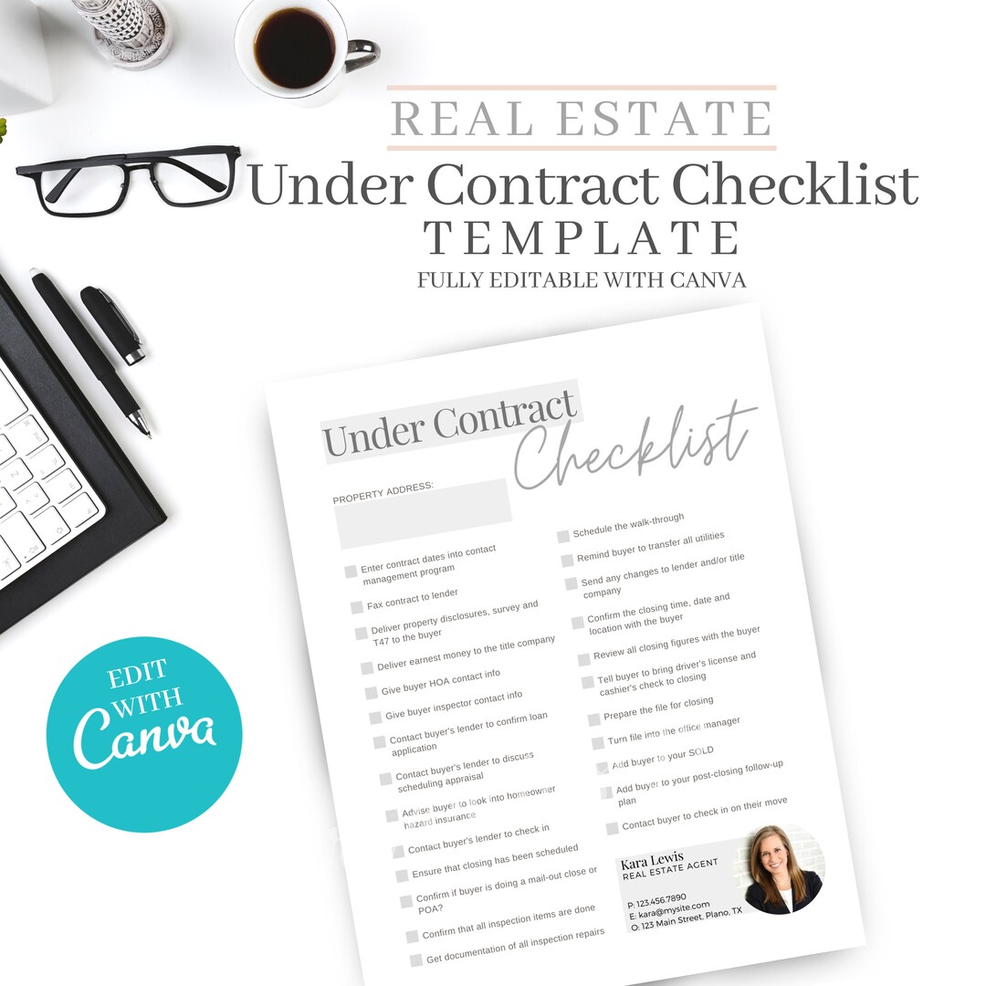 Under Contract Checklist, Real Estate Home Buyer, Real Estate Checklist ...