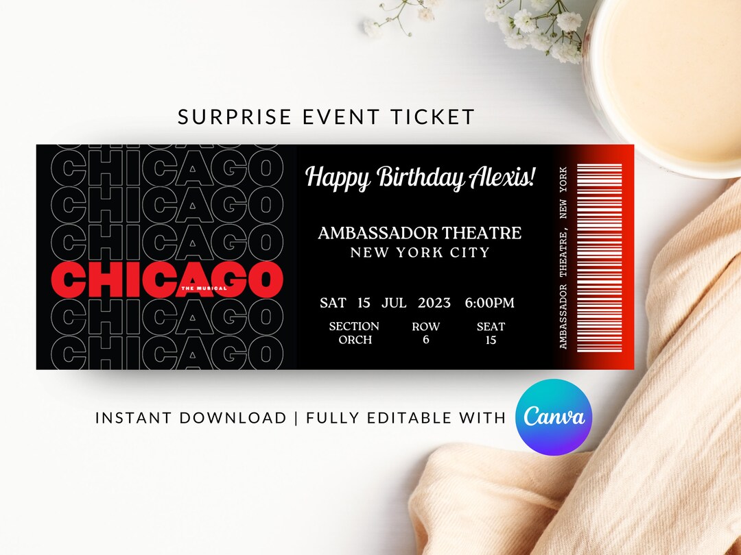 Surprise Musical Ticket, Printable Broadway Surprise Ticket, Musical ...