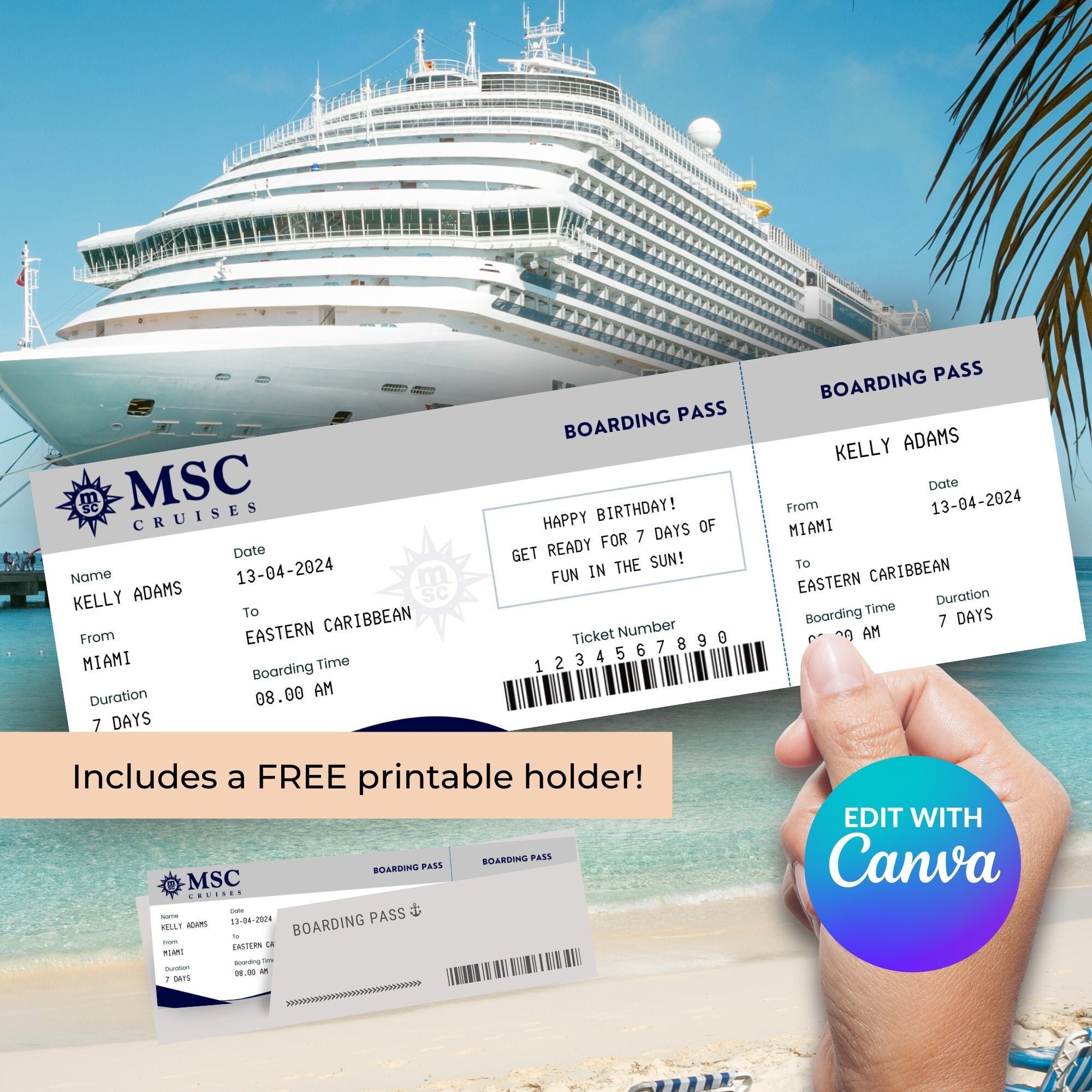 Cruise Ticket, Boarding Pass, Cruise Boarding Pass, Surprise Trip ...