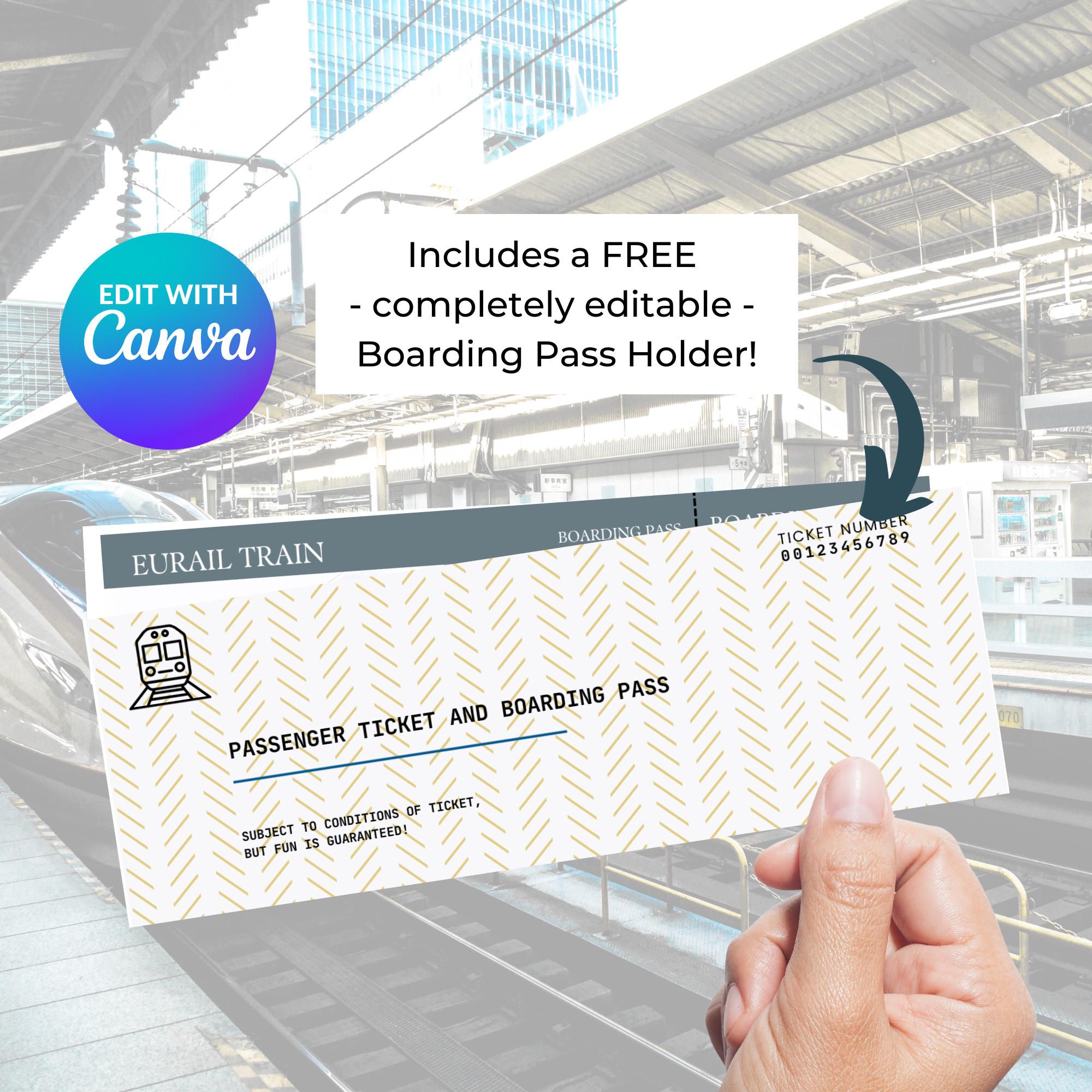 Printable Surprise Train Ticket: Editable Canva Template (digital ...