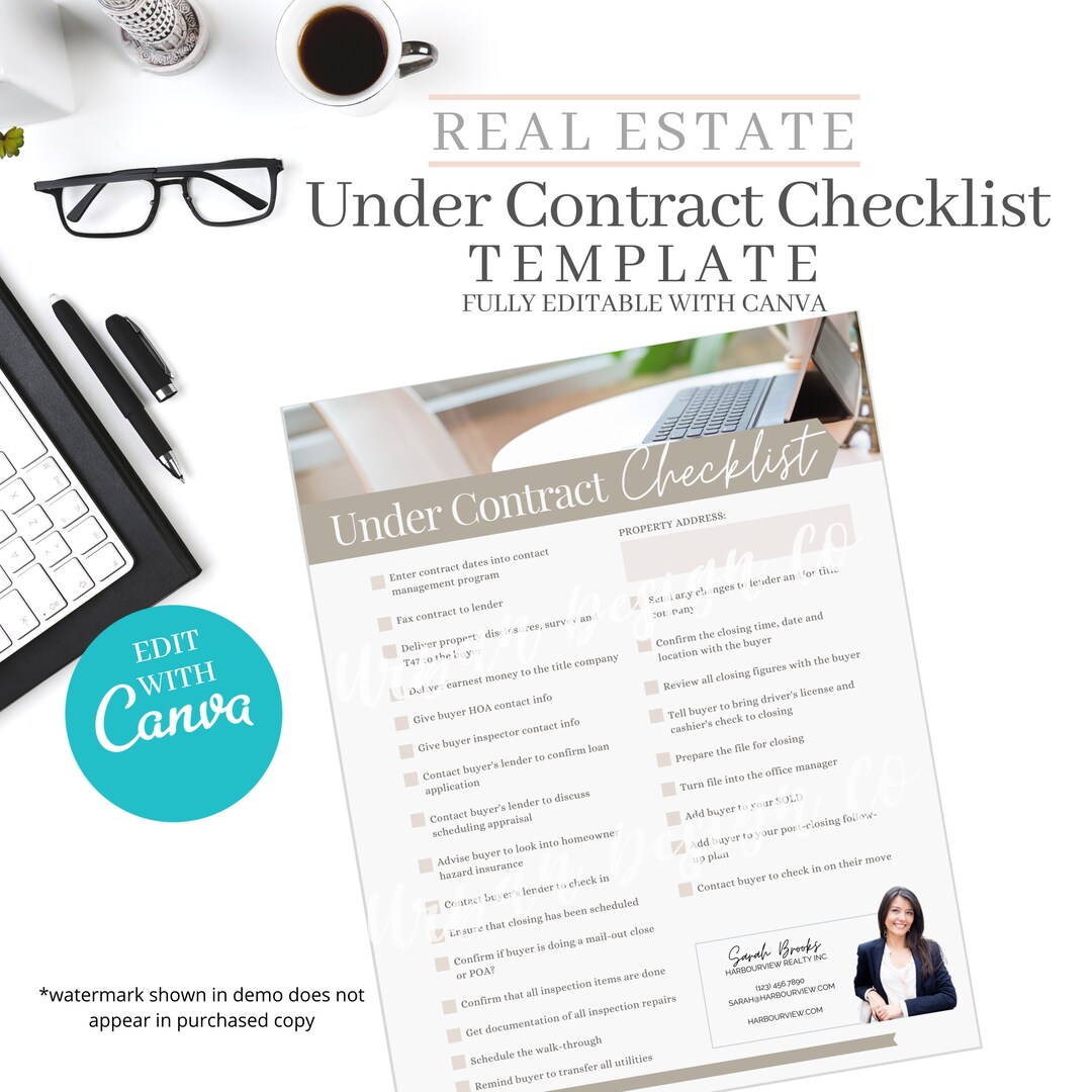 Under Contract Checklist, Real Estate Home Buyer, Real Estate Checklist ...