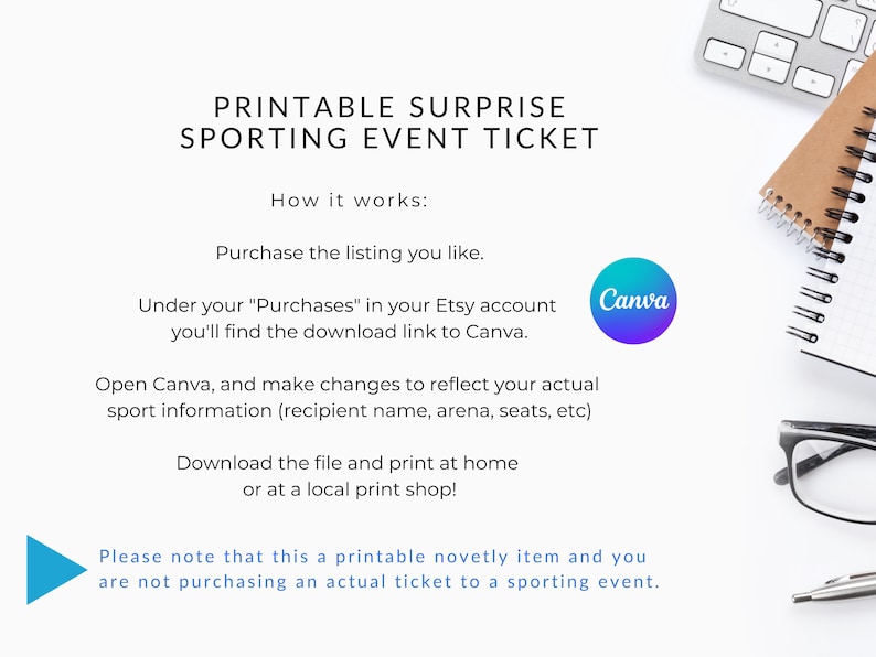Printable Surprise Baseball Ticket: Editable Canva Template (digital ...