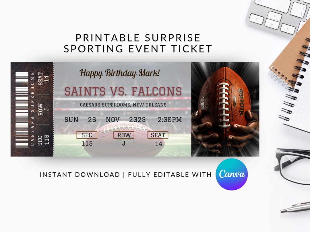 Printable Surprise Football Game Ticket, Printable Surprise Ticket ...