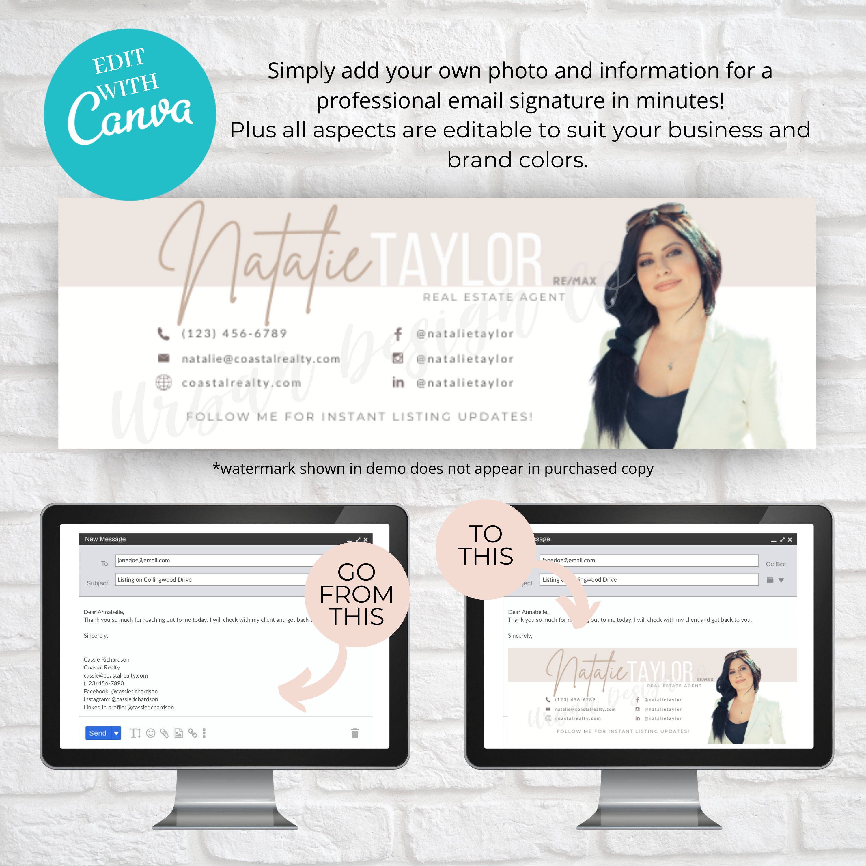 Email Signature Real Estate Template Real Estate Agent - Etsy