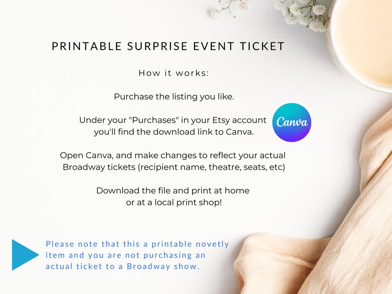 Surprise Musical Ticket, Printable Broadway Surprise Ticket, Musical ...