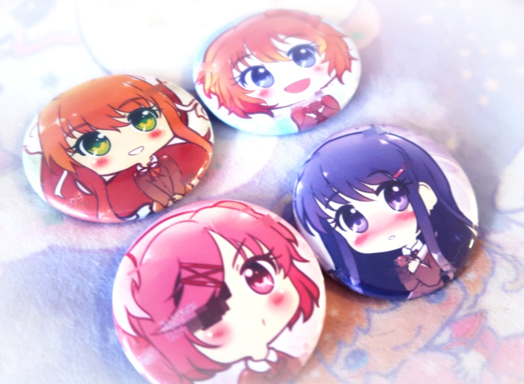 Doki Doki Literature Club Buttons Anime 1.5 Pinback Pins Monika Sayori ...