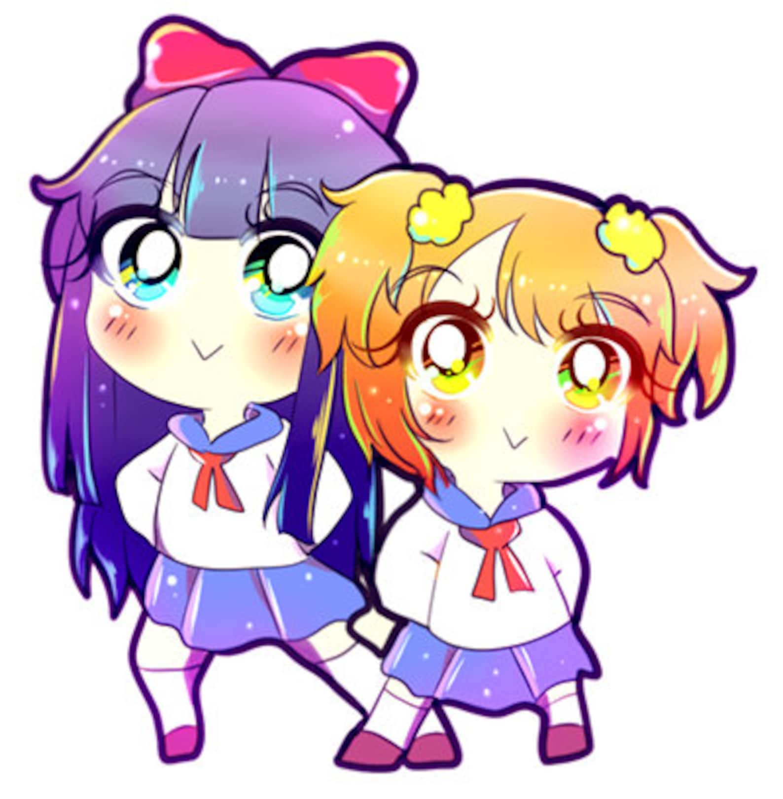Pop Team Epic Popuko & Pipimi Sticker | Etsy