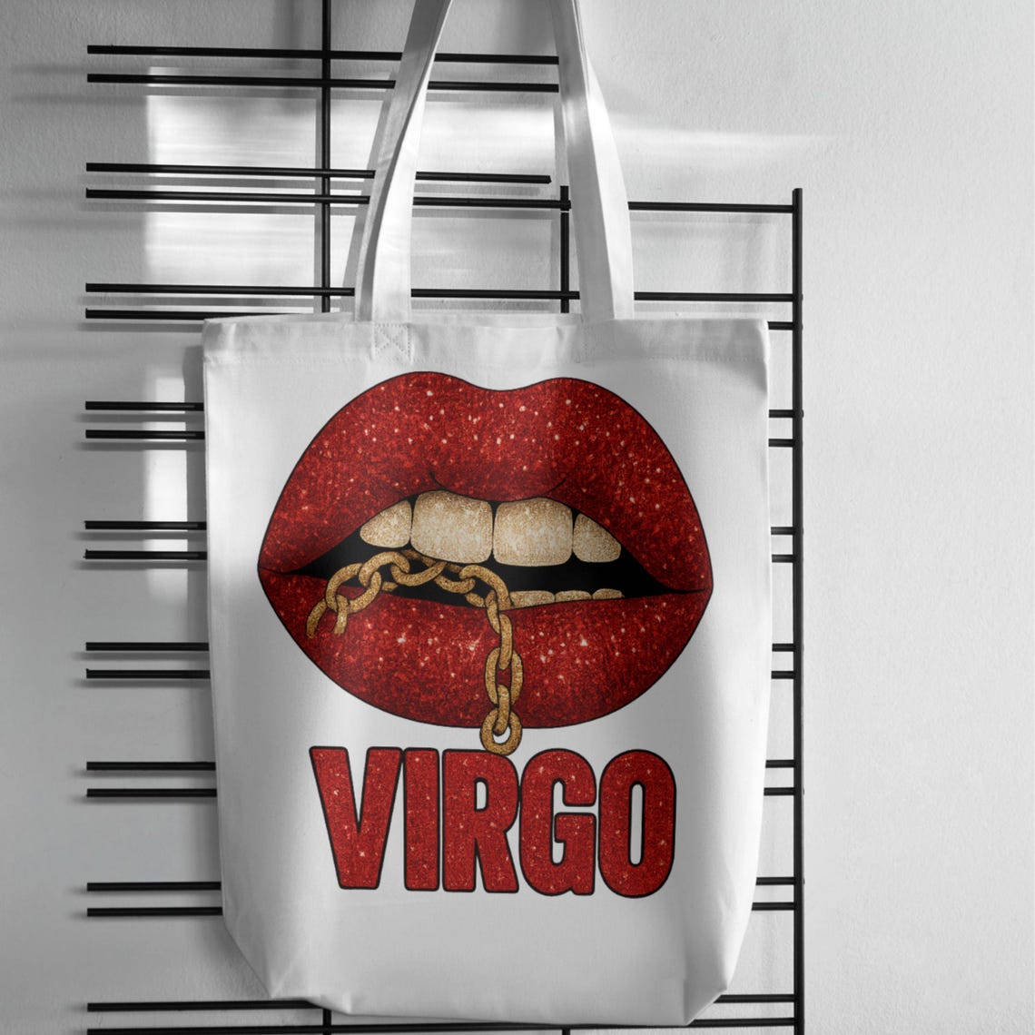 Virgo Zodiac PNG: Glitter Lips, Gold Chain - T-shirt Design (digital ...