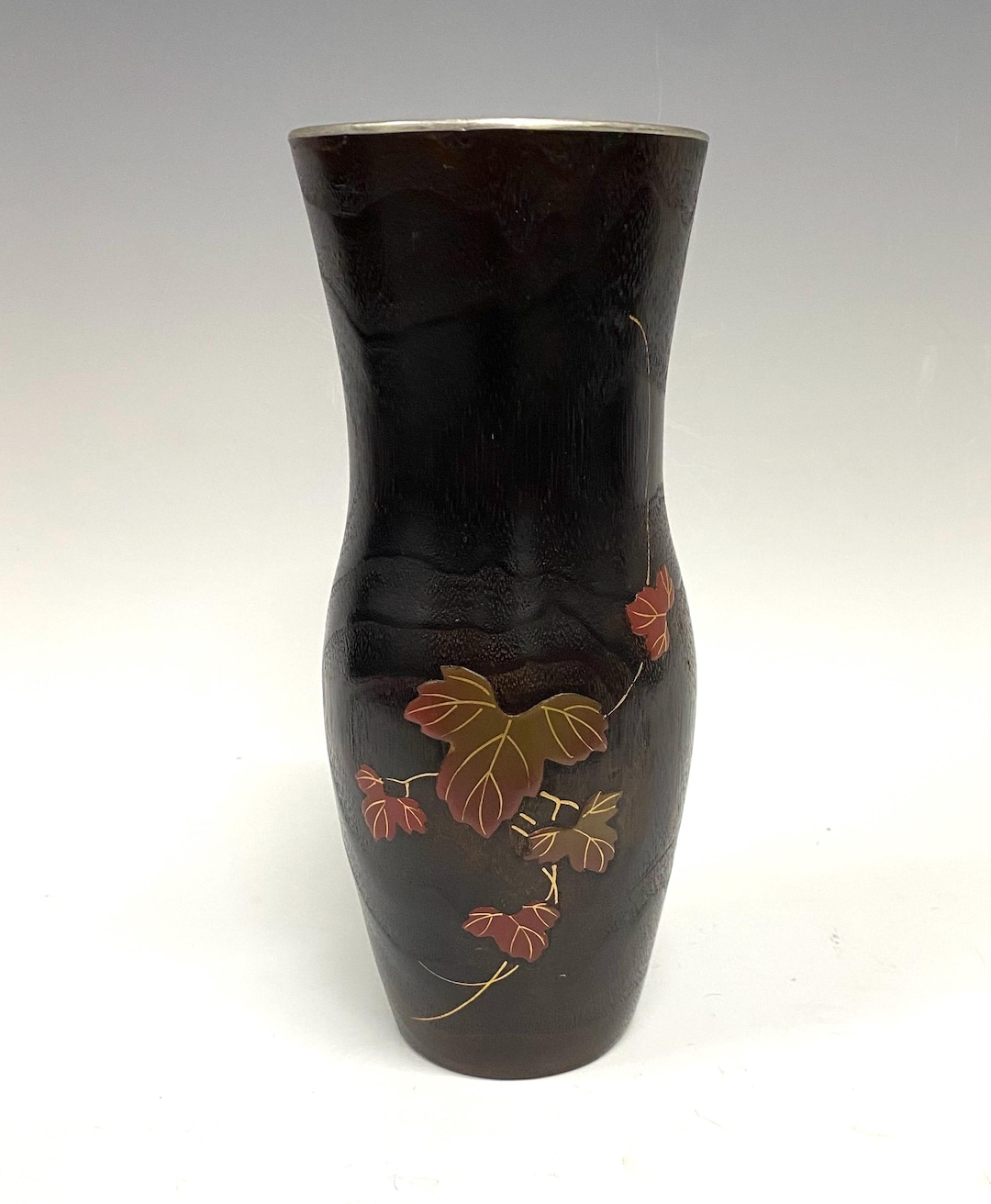 Ikebana Vase, Japanese Vintage Lacquered Kiri Wood for Nageire Flower ...