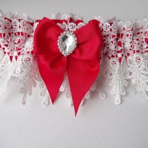 Red Garter Red Wedding Red Satin Garters Ivory Garter Vintage Inspired ...