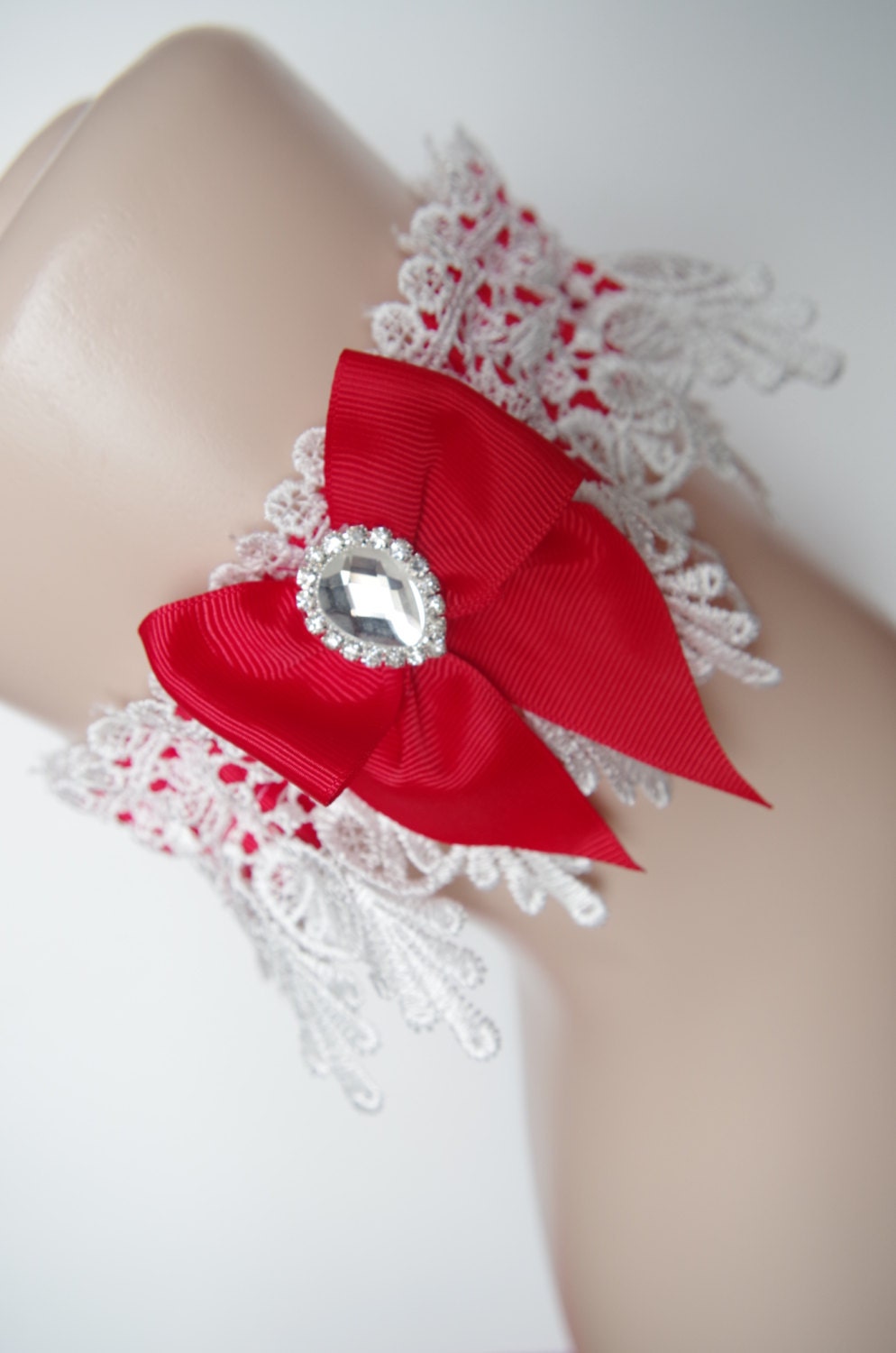 Red Garter Red Wedding Red Satin Garters Ivory Garter Vintage - Etsy