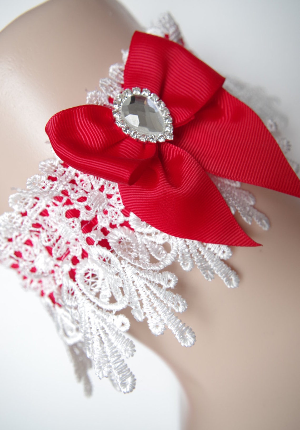 Red Garter Red Wedding Red Satin Garters Ivory Garter Vintage - Etsy