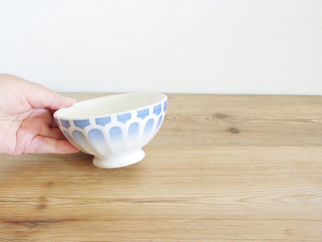 Vintage French Cafe Au Lait Bowl or Bol, Charming Coffee Cup With Blue ...