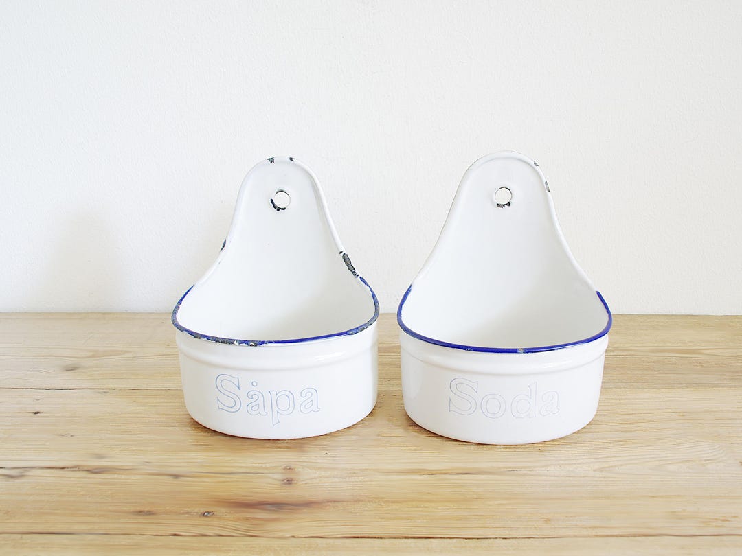 Vintage Enamel Soap or Soda Holder in White Color, Soap Dish for ...