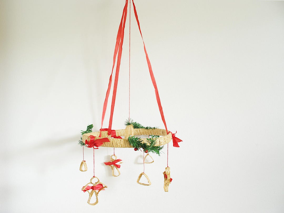 Vintage Christmas Straw Mobile With Angels in Original Box ...