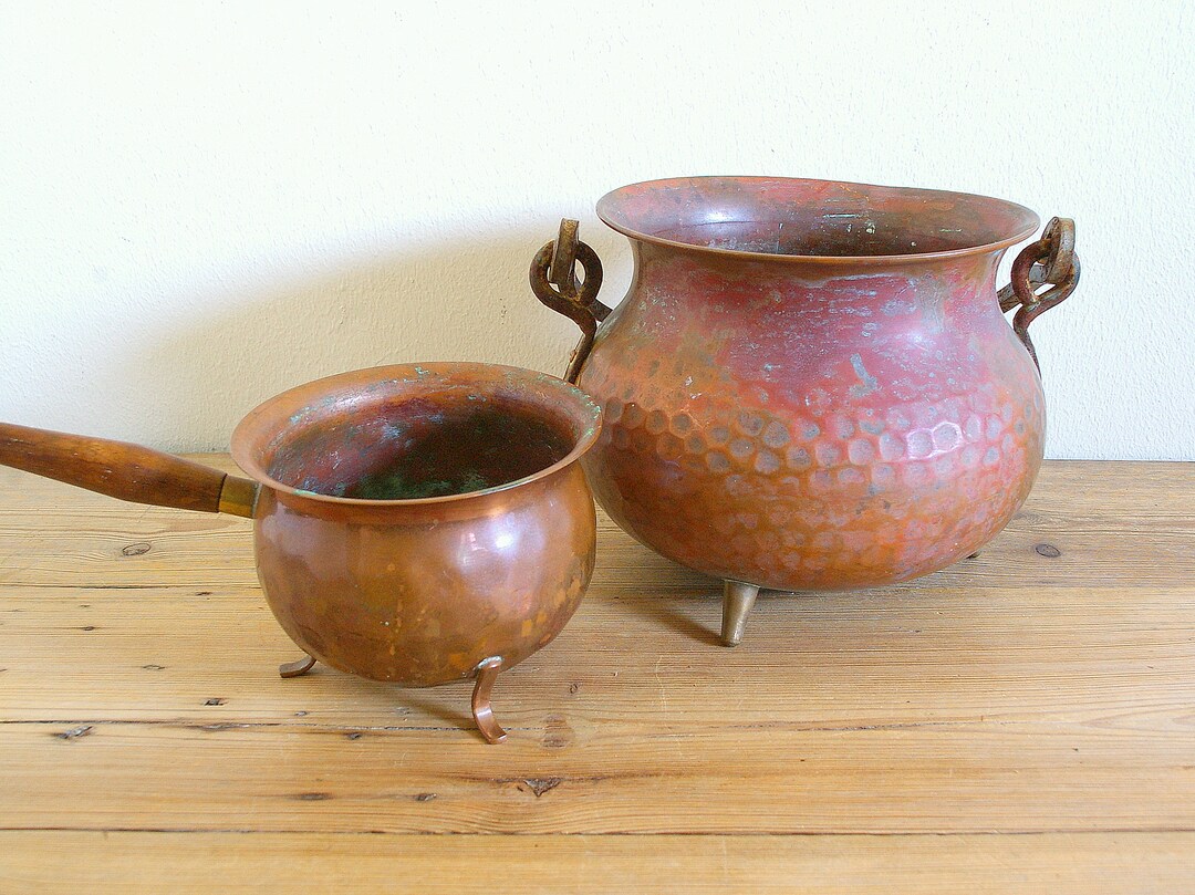 Vintage Copper Planter, Scandinavian Bowl, Hammered Bowls, Pair of ...