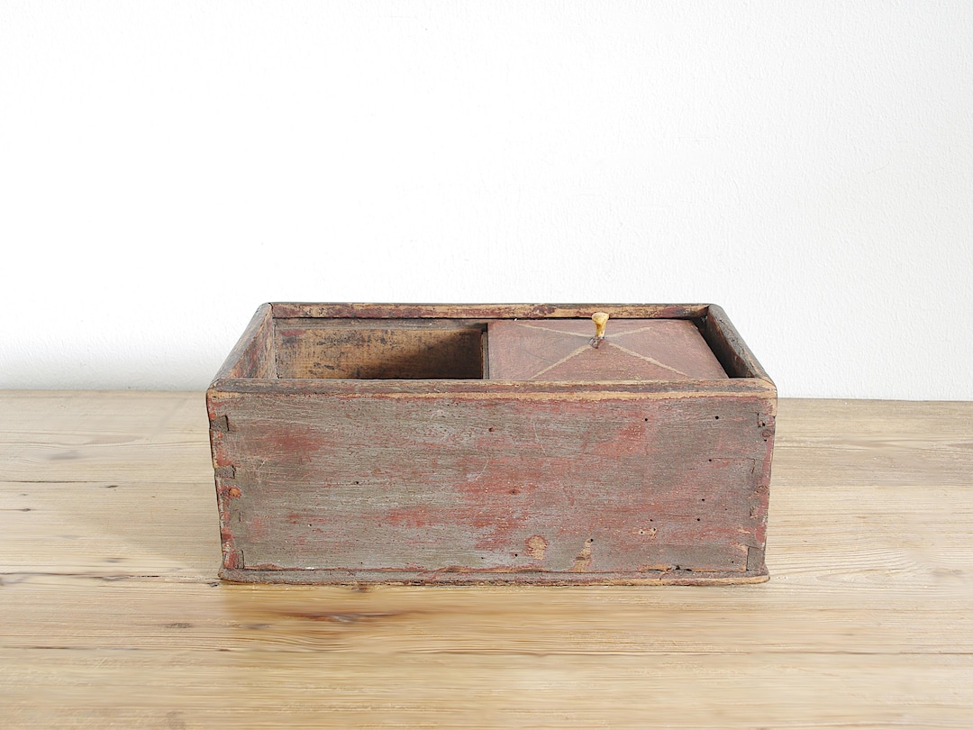 Vintage Antique Wooden Storage Box With Sliding Lid, Gorgeous Swedish ...