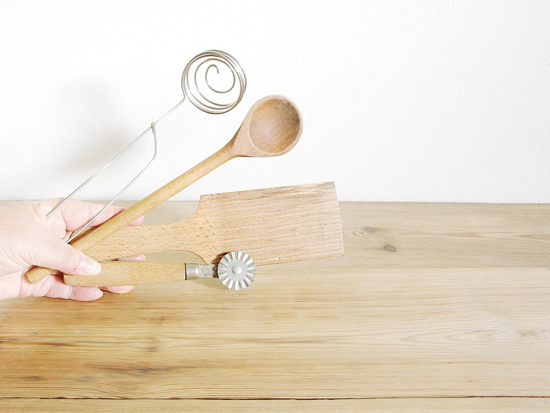 Vintage Wooden Set Old Utensils, Instant Collection, Whisk Stirrer ...
