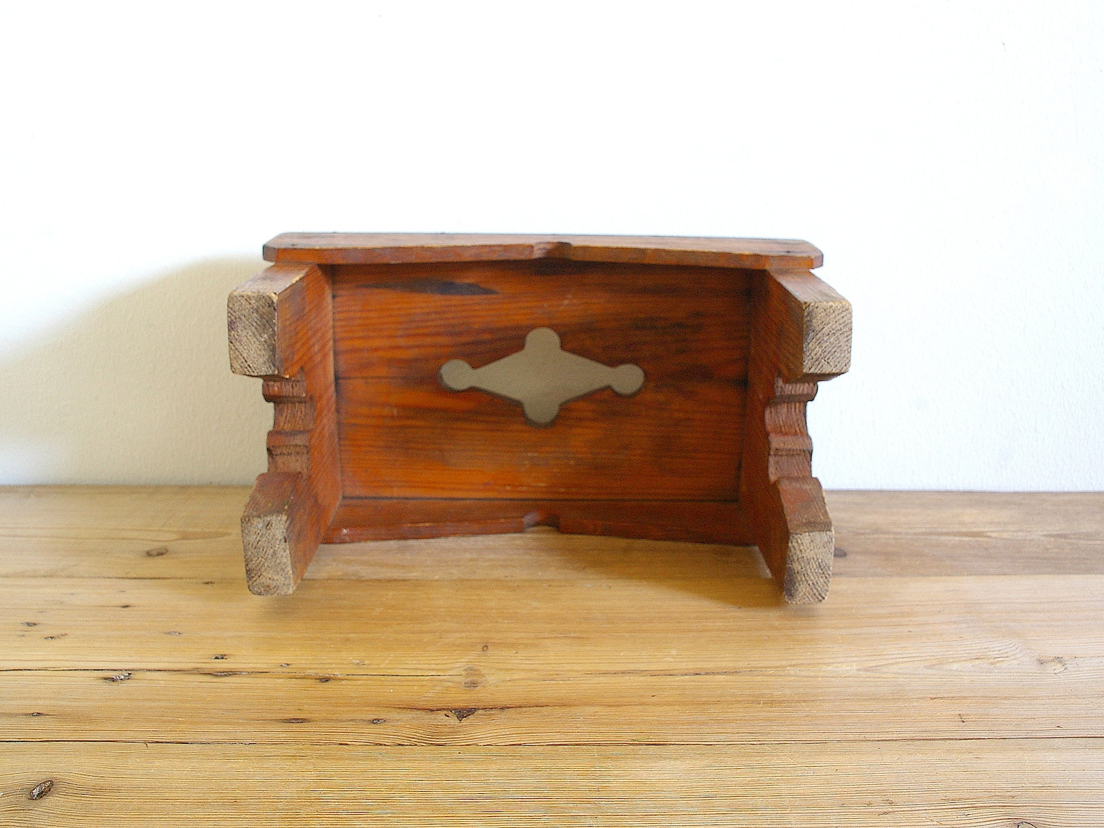 Vintage Wooden Step Stool, Foot Stool Primitive, Rustic Side Table, Bed ...